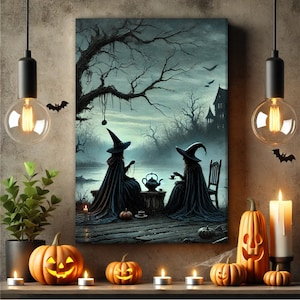 Two Witch Best Friend Canvas, Witch Art Poster, Witch Poster, Witchy ...