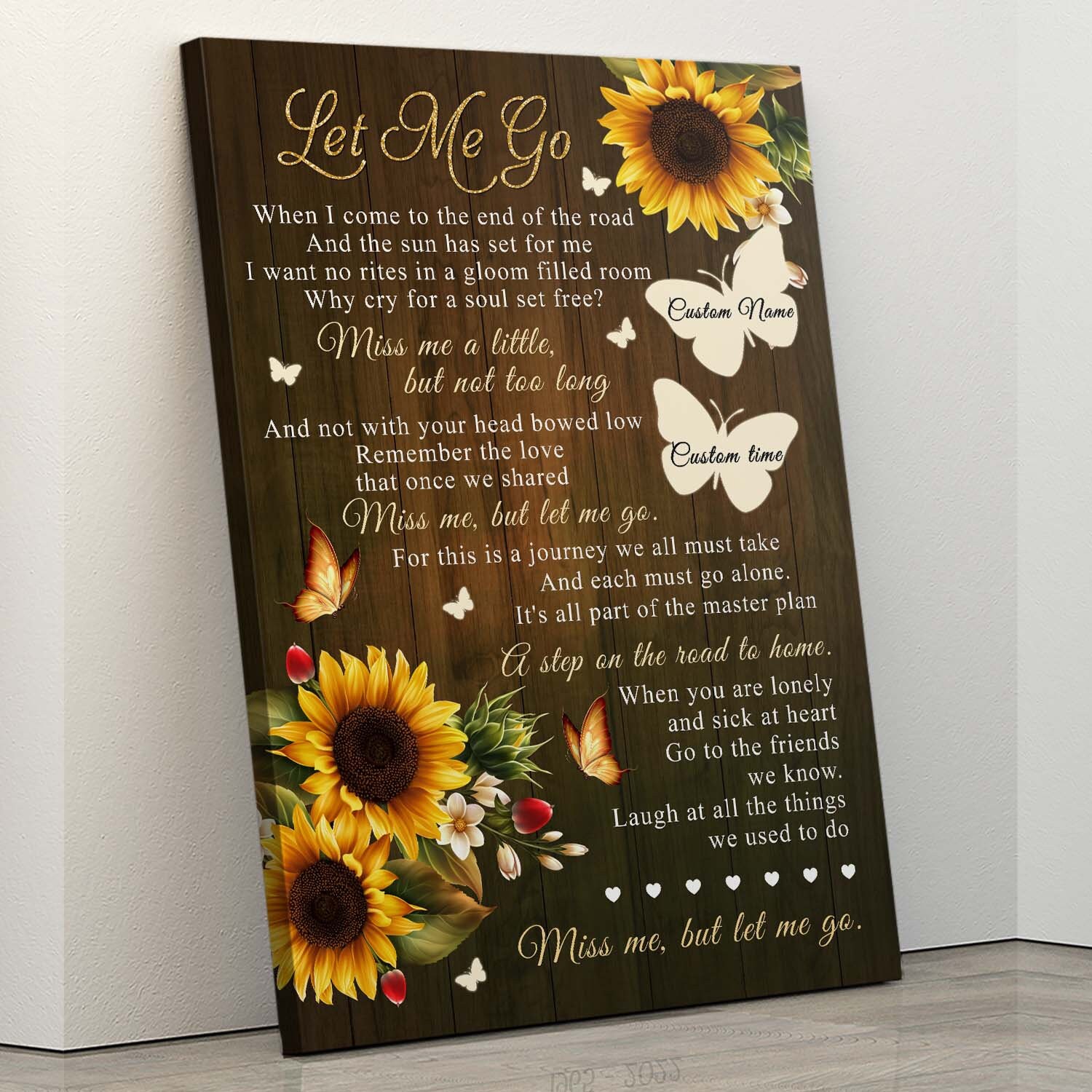 Let Me Go Memorial Canvas, Custom Name Time Sympathy Poster Gift ...