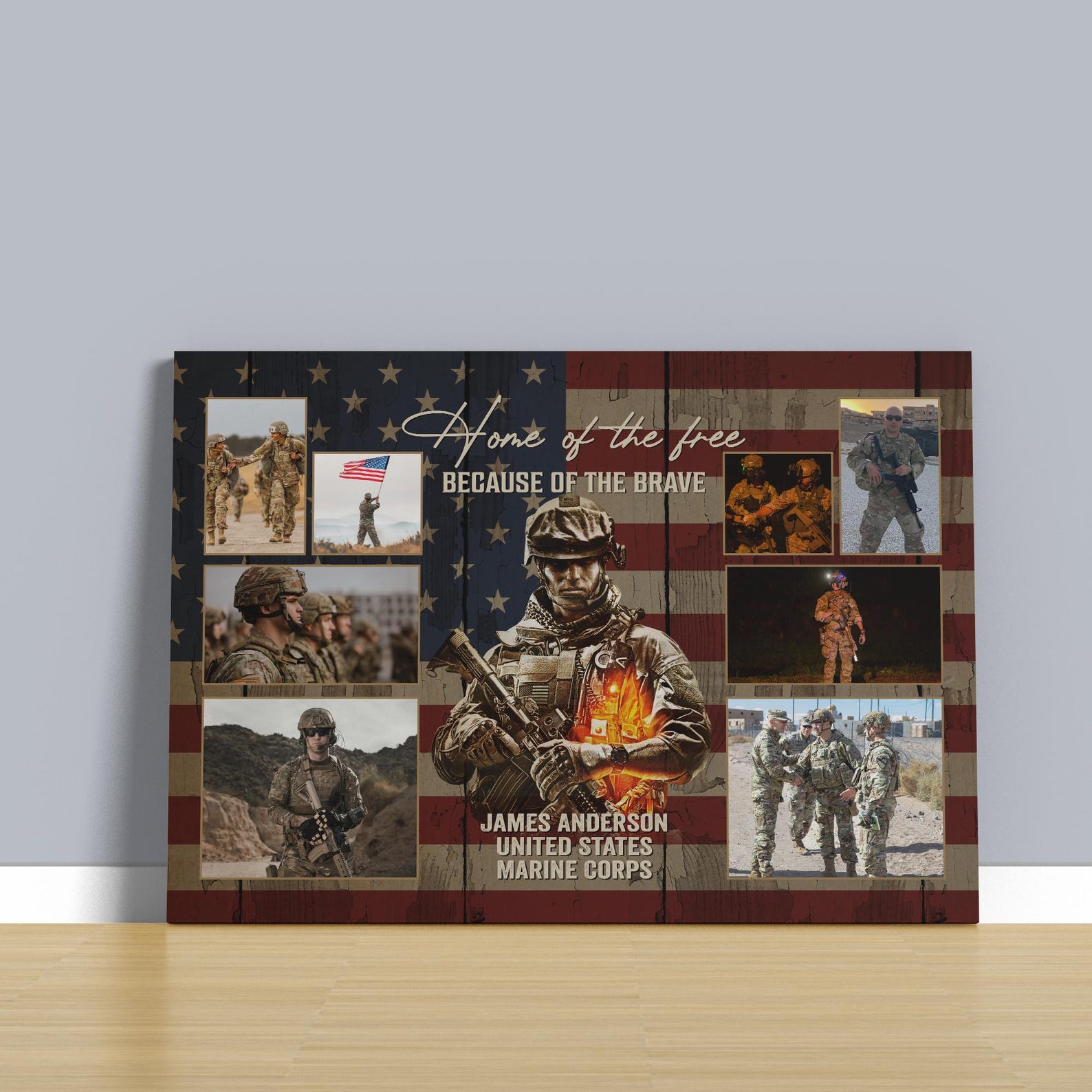 Military Photo Collage Canvas Print, Military Family Photo Frame Gifts ...