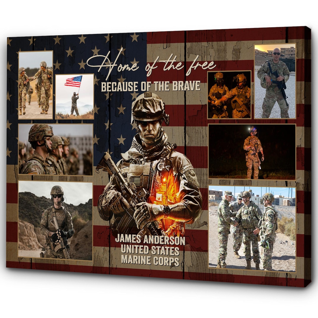 Military Photo Collage Canvas Print, Military Family Photo Frame Gifts ...