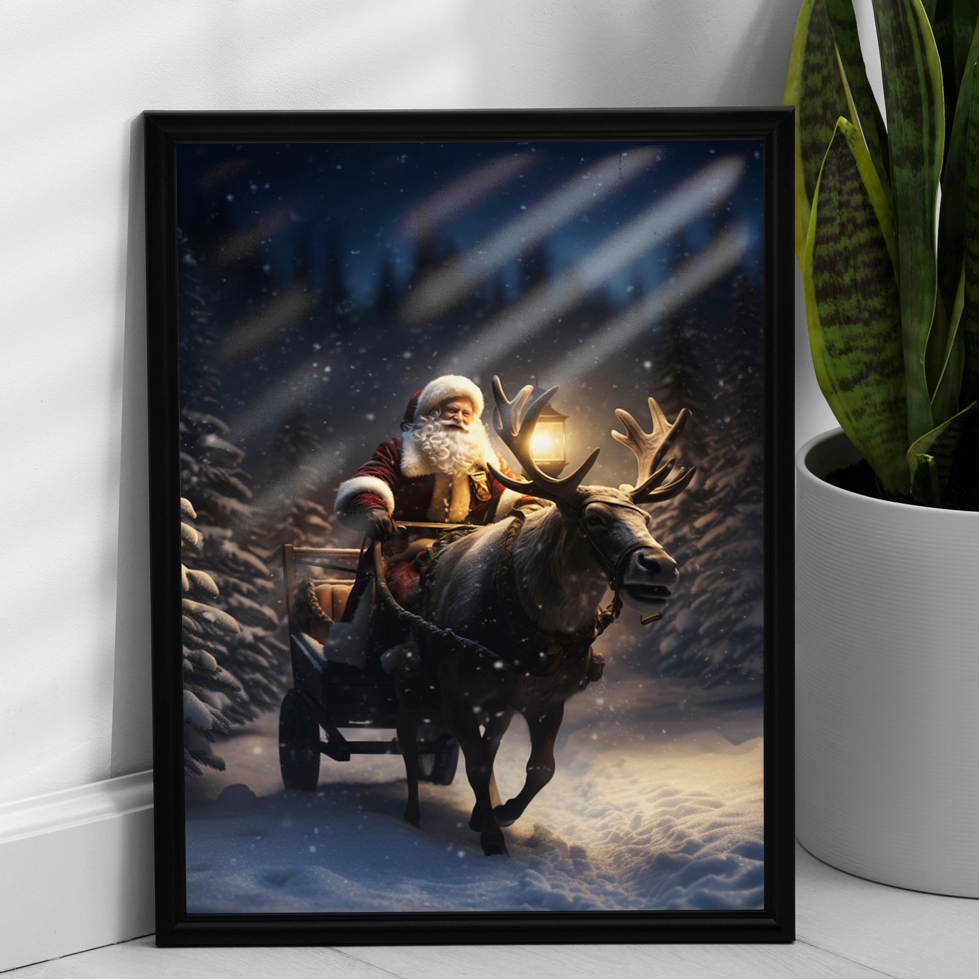 Christmas Santa Painting, Santa Picture, Santa Canvas Print, Vintage ...
