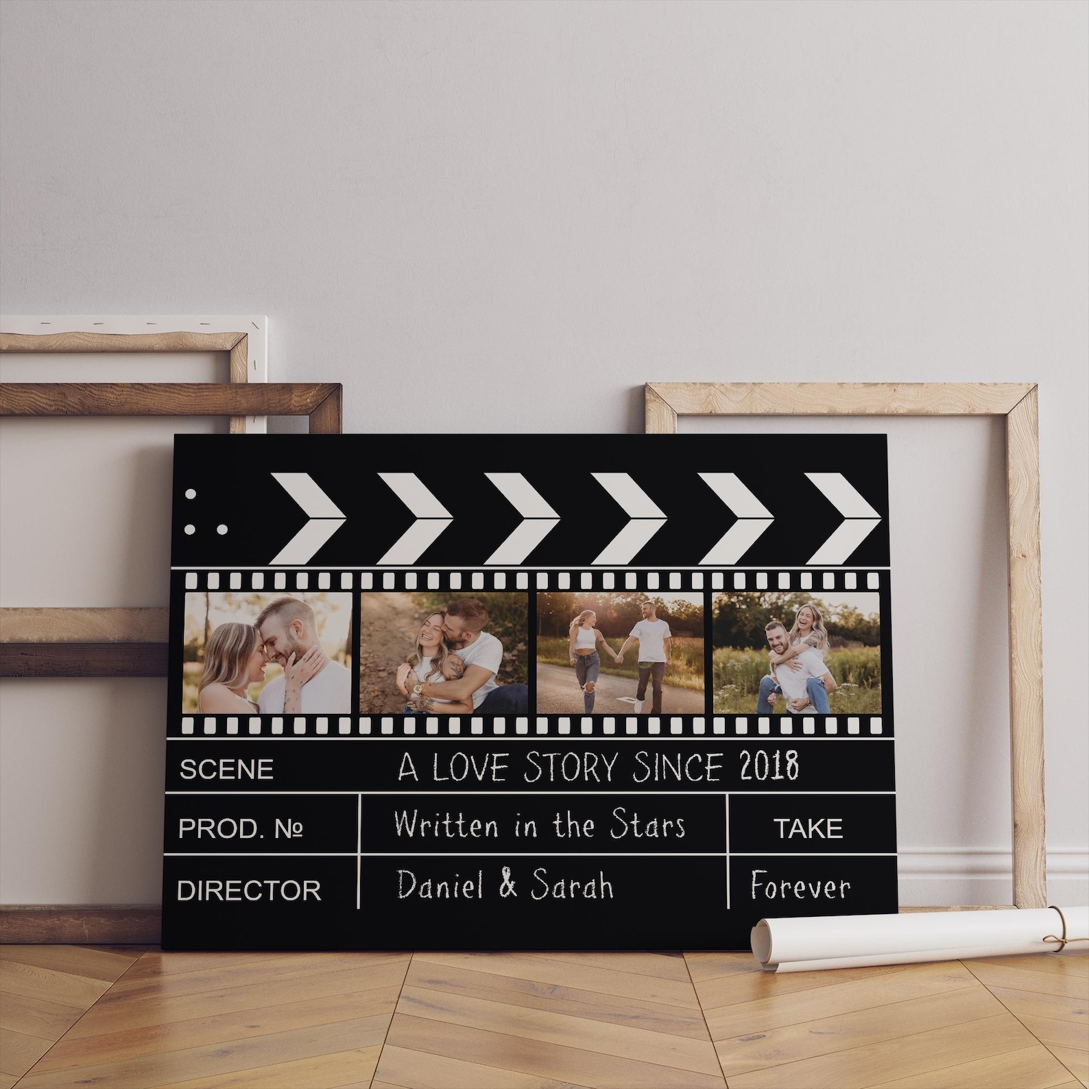 Film Clapper Board Style Couple Personalized Custom Photo Poster ...