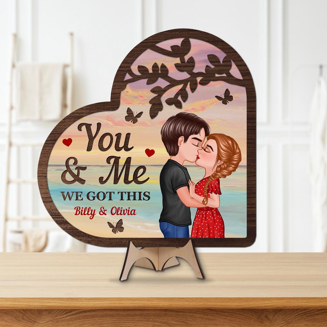 Couple Kissing Under Tree Heart Shaped Valentine's Day Gift for Him ...