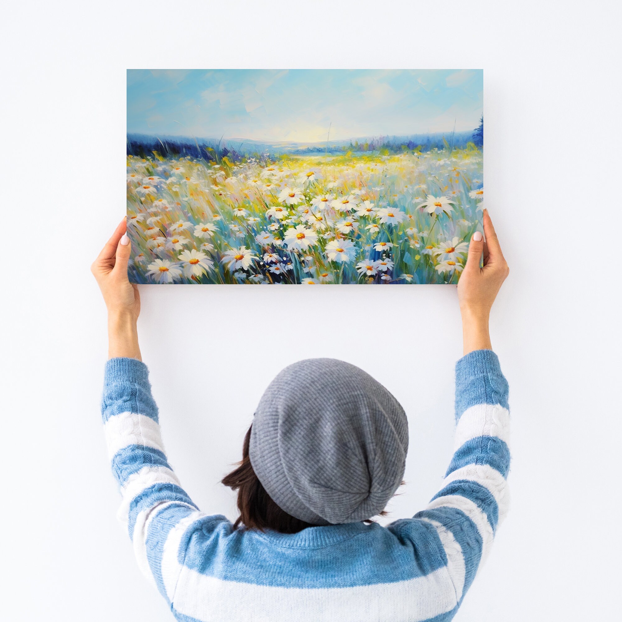 Vintage Daisy Flower Landscape Poster Wildflower Field - Etsy