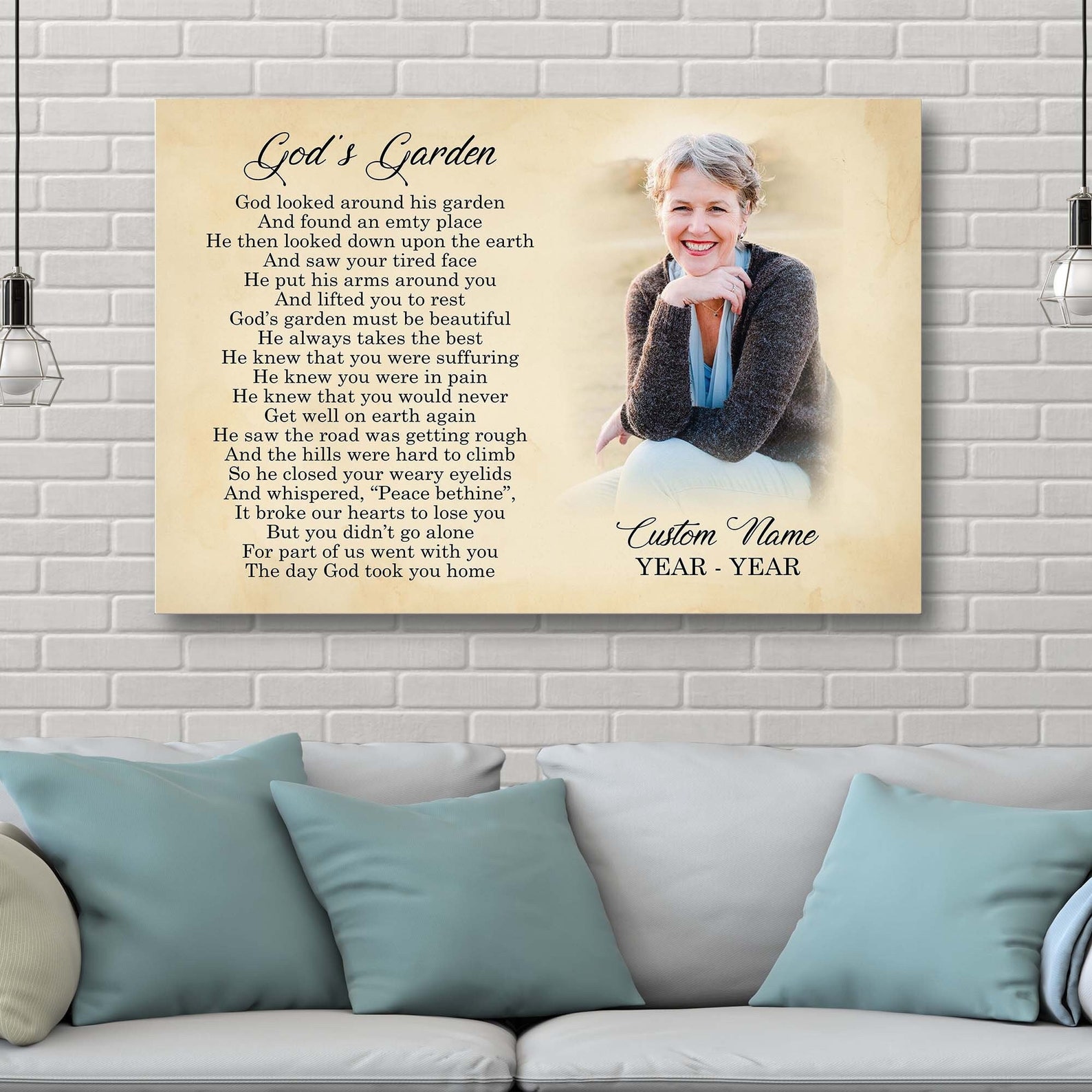 Memorial Canvas God's Garden Poem Canvas, God Took You Home Canvas ...