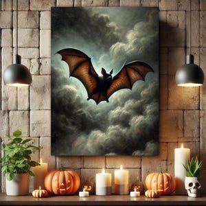 Bat in the Night Canvas/poster, Bat Art Canvas, Dark Academia Canvas ...