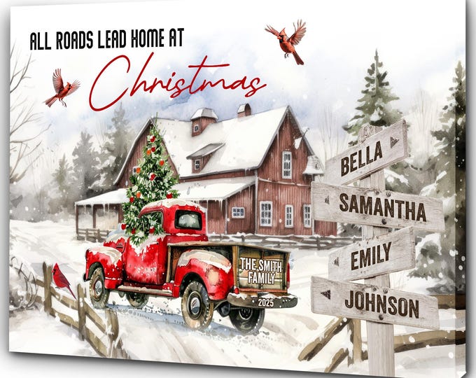 All Roads Lead Home for Christmas SVG Cut File. With Red Truck and ...