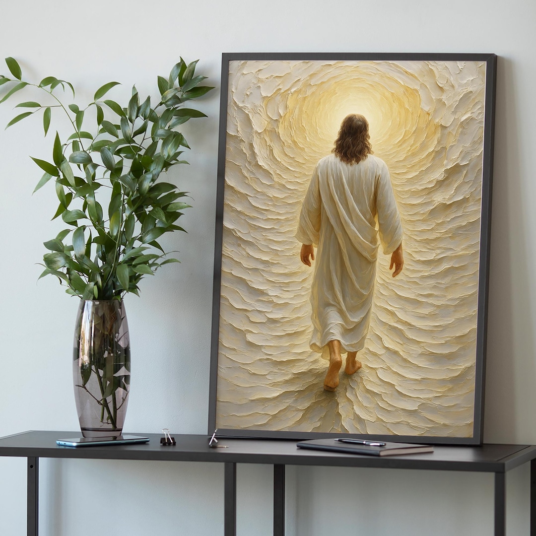 Jesus Walking Toward Heavenly Light Canvas, Religious Wall Art ...