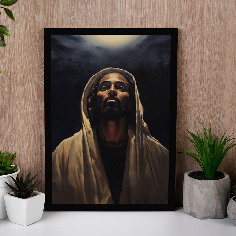Black Jesus Religious Wall Art Home Living Decor, African American ...