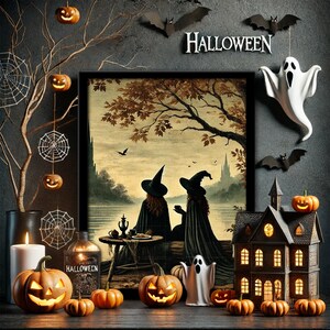 Two Witch Best Friend Canvas, Witch Art Poster, Witch Poster, Witchy ...