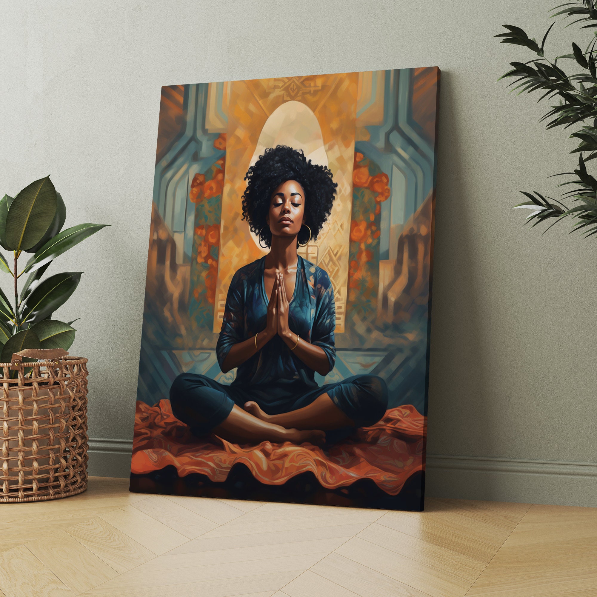 Meditating Black Woman, Black Girl Yoga Meditating Poster, Black Woman ...