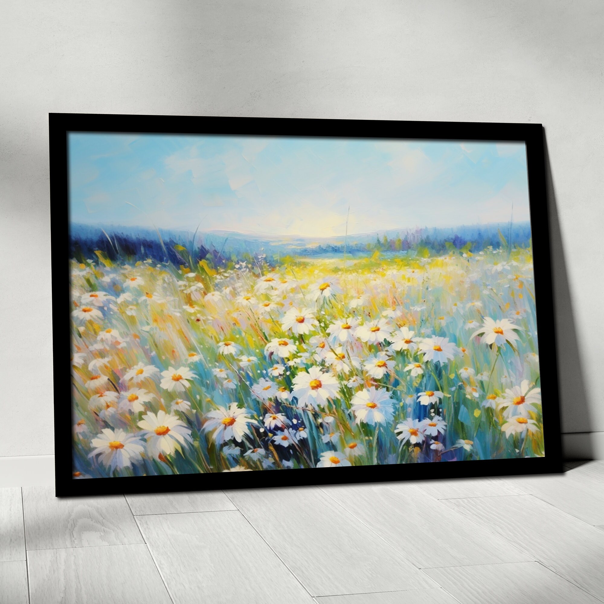Vintage Daisy Flower Landscape Poster Wildflower Field - Etsy