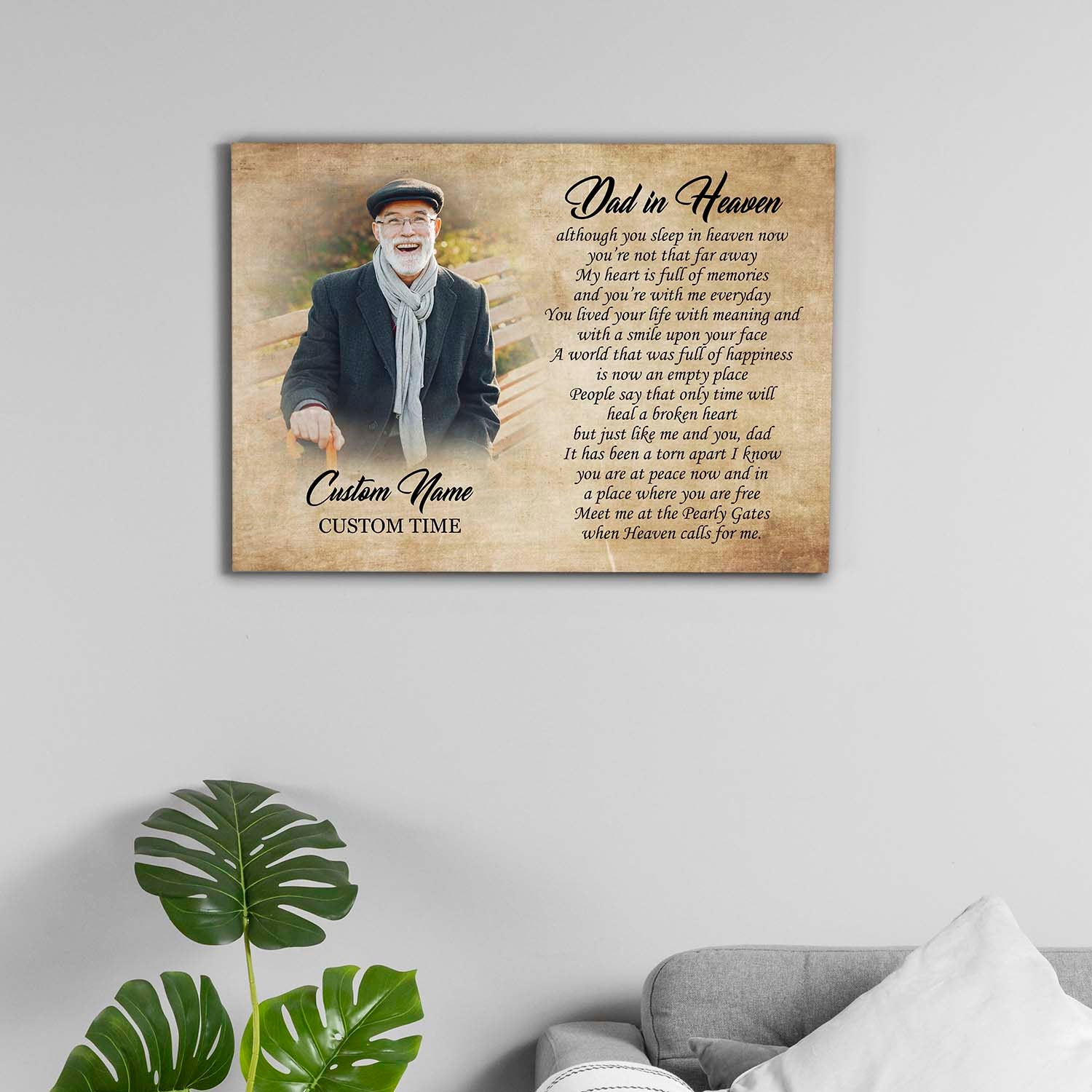Personalized Dad in Heaven Canvas, Loss of Dad Poster Memorial Poem ...