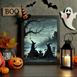 Two Witch Best Friend Canvas, Witch Art Poster, Witch Poster, Witchy ...