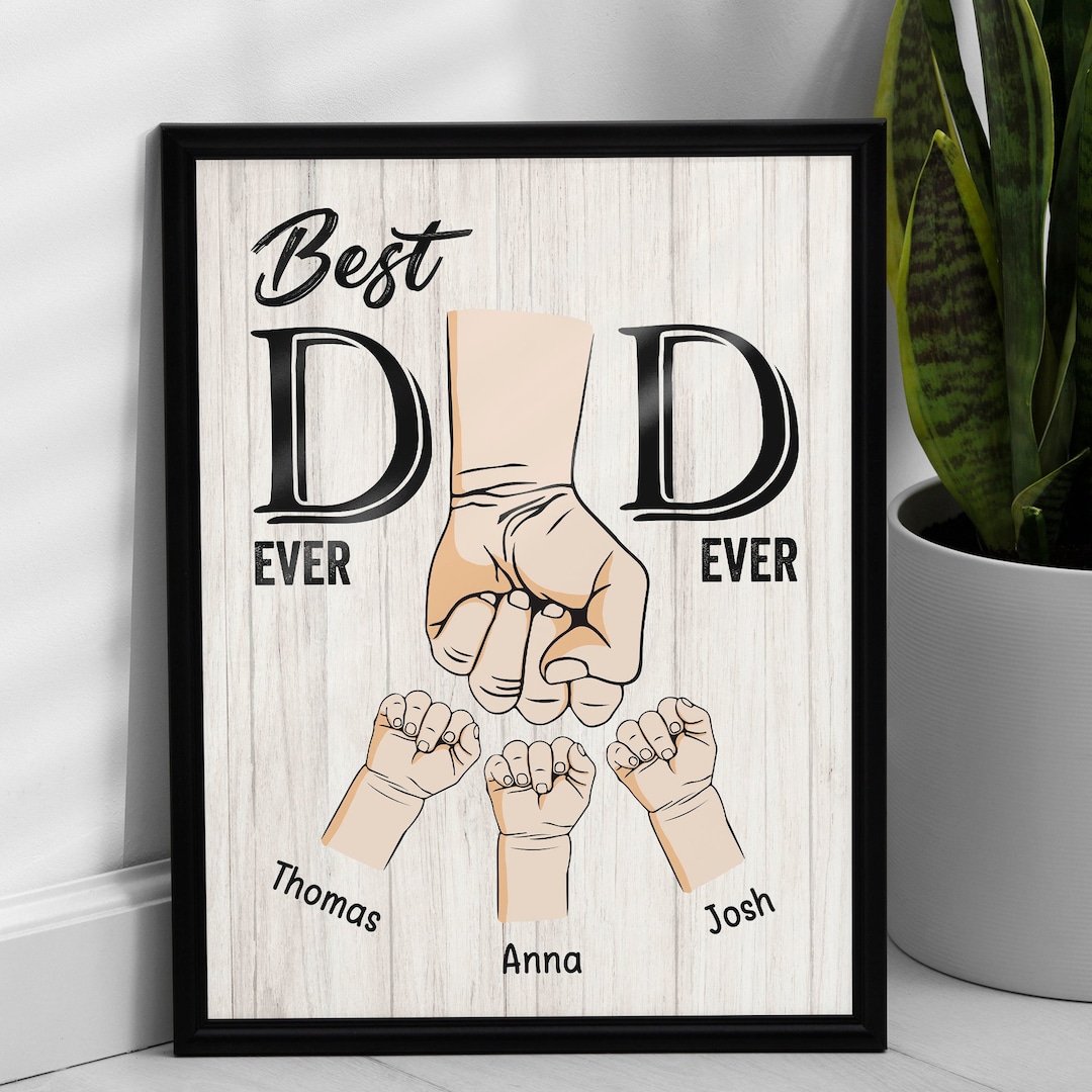 Personalized Best Dad Ever Wall Art Canvas, Happy Father's Day Gift ...