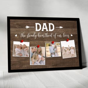 Dad Photo Canvas Gift, Rustic Wood Design, Personalized Family Wall Art ...