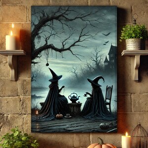 Two Witch Best Friend Canvas, Witch Art Poster, Witch Poster, Witchy ...