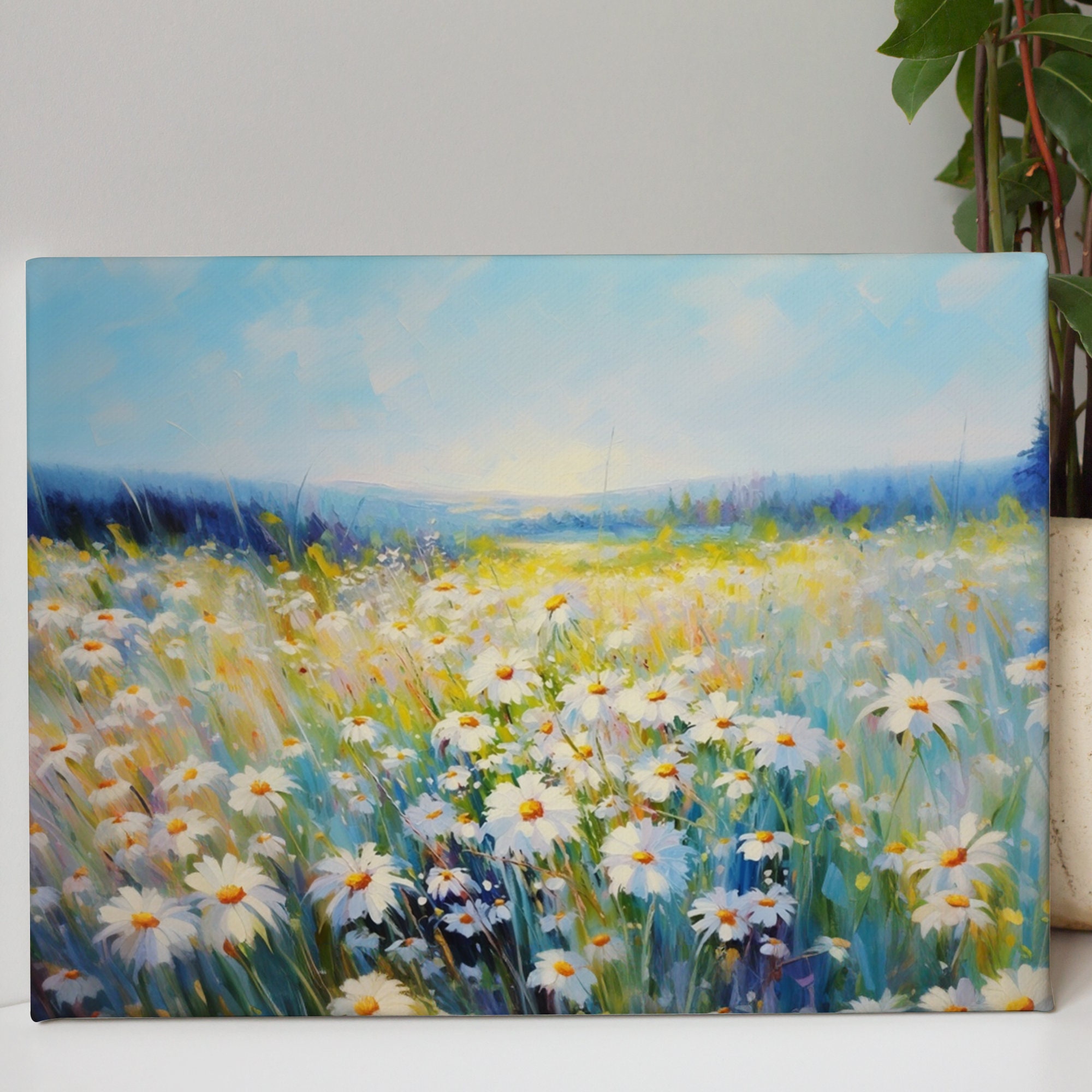 Vintage Daisy Flower Landscape Poster Wildflower Field - Etsy
