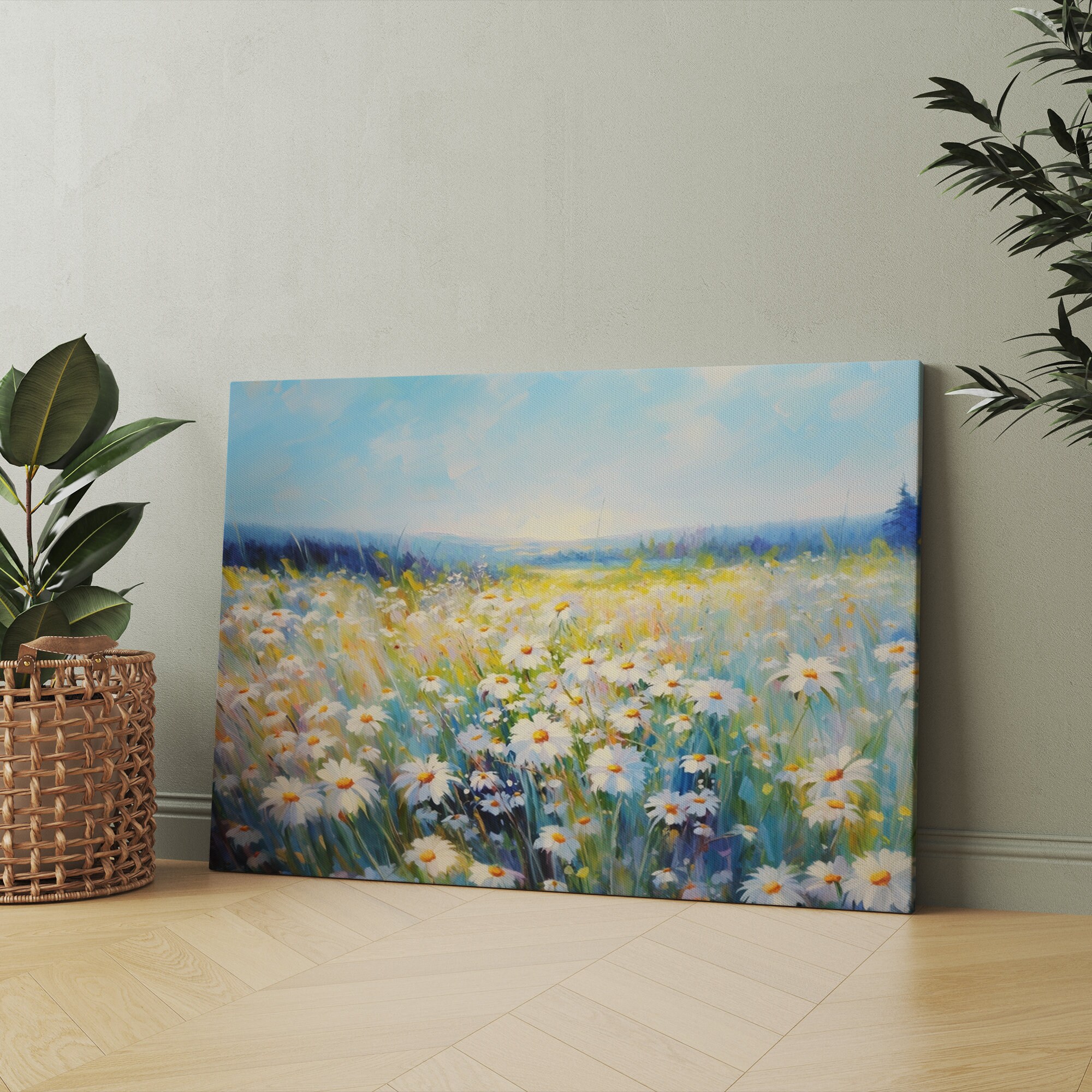 Vintage Daisy Flower Landscape Poster Wildflower Field - Etsy