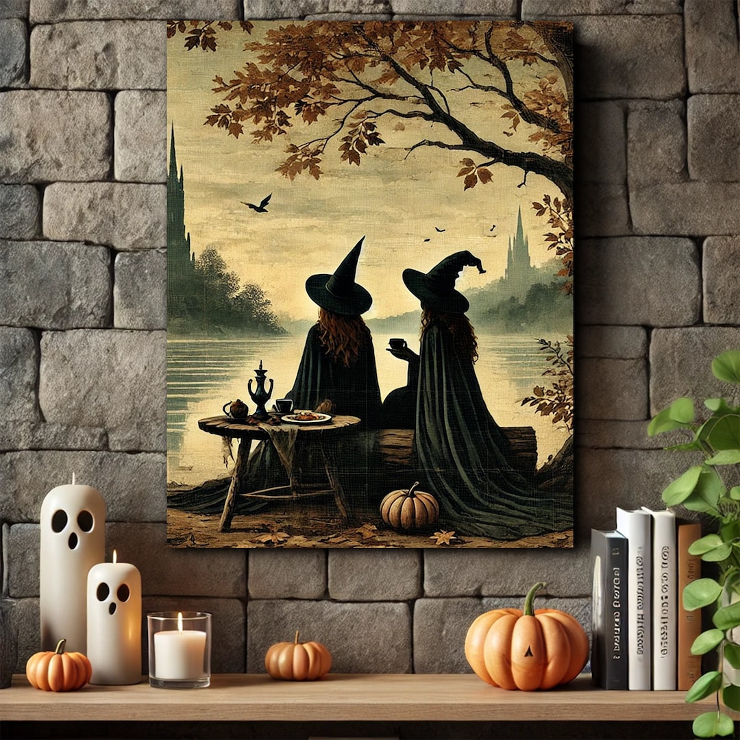 Two Witch Best Friend Canvas, Witch Art Poster, Witch Poster, Witchy ...