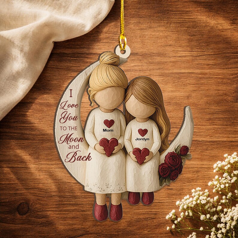 Personalized Mom and Daughter Ornament, I Love You to the Moon and Back ...