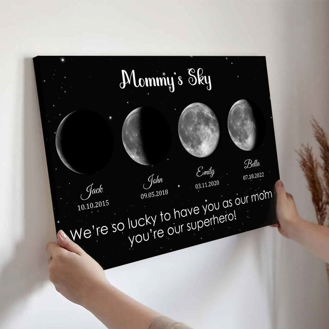 Personalized Moon Phase Frame, Family Name Sign, Personalized Gift ...