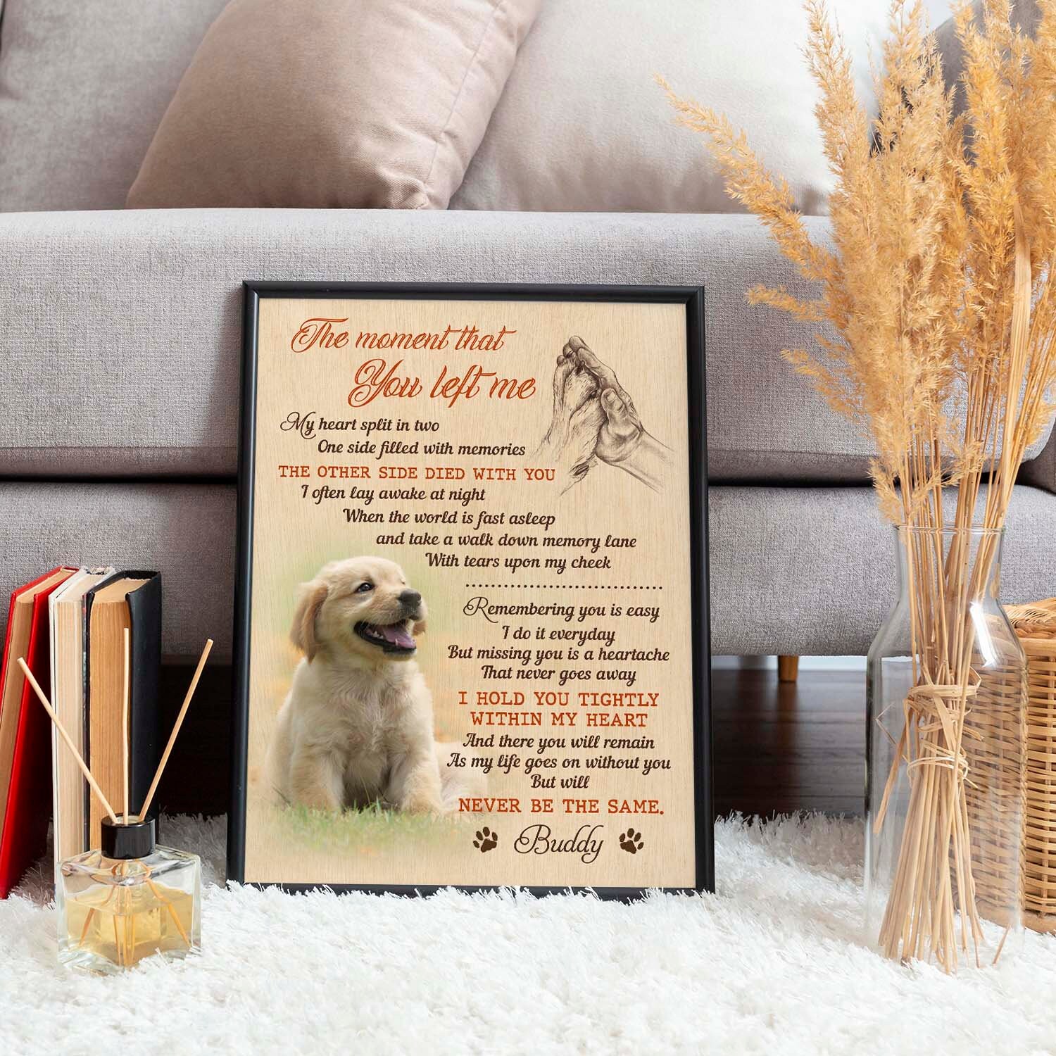 Custom Pet Loss Canvas the Moment You Left Me Dog Cat, Loss of Pet Dog ...