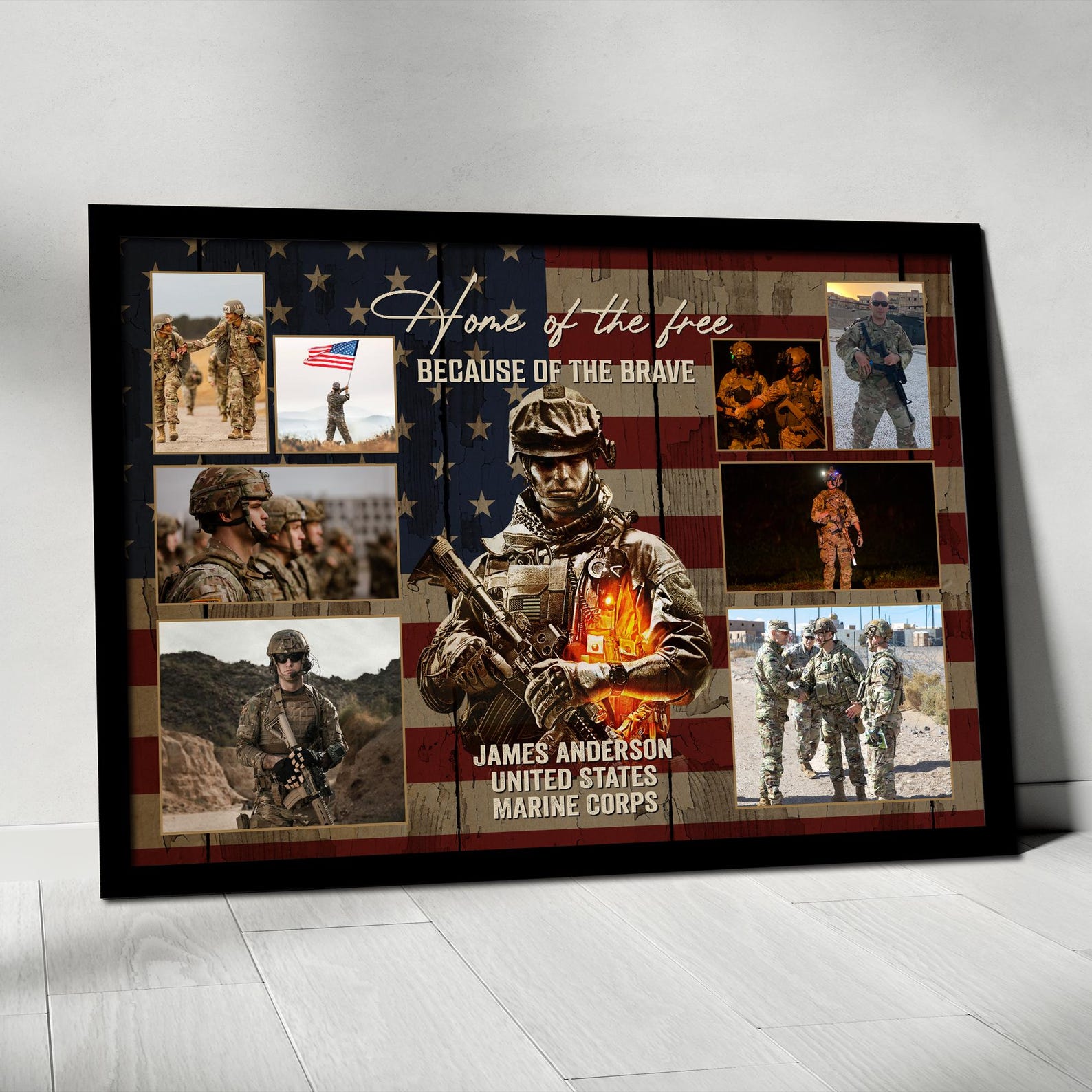 Military Photo Collage Canvas Print, Military Family Photo Frame Gifts ...