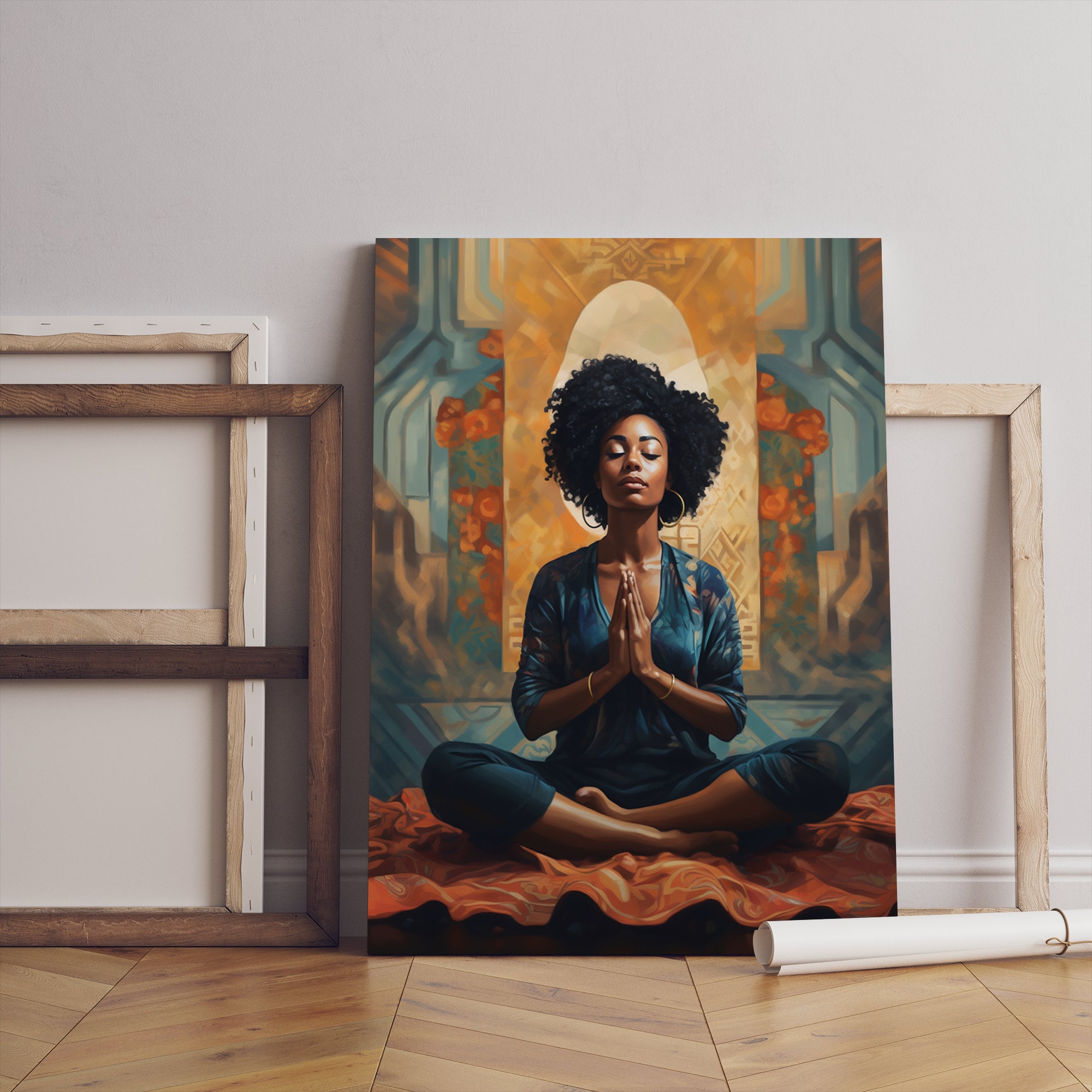 Meditating Black Woman, Black Girl Yoga Meditating Poster, Black Woman ...