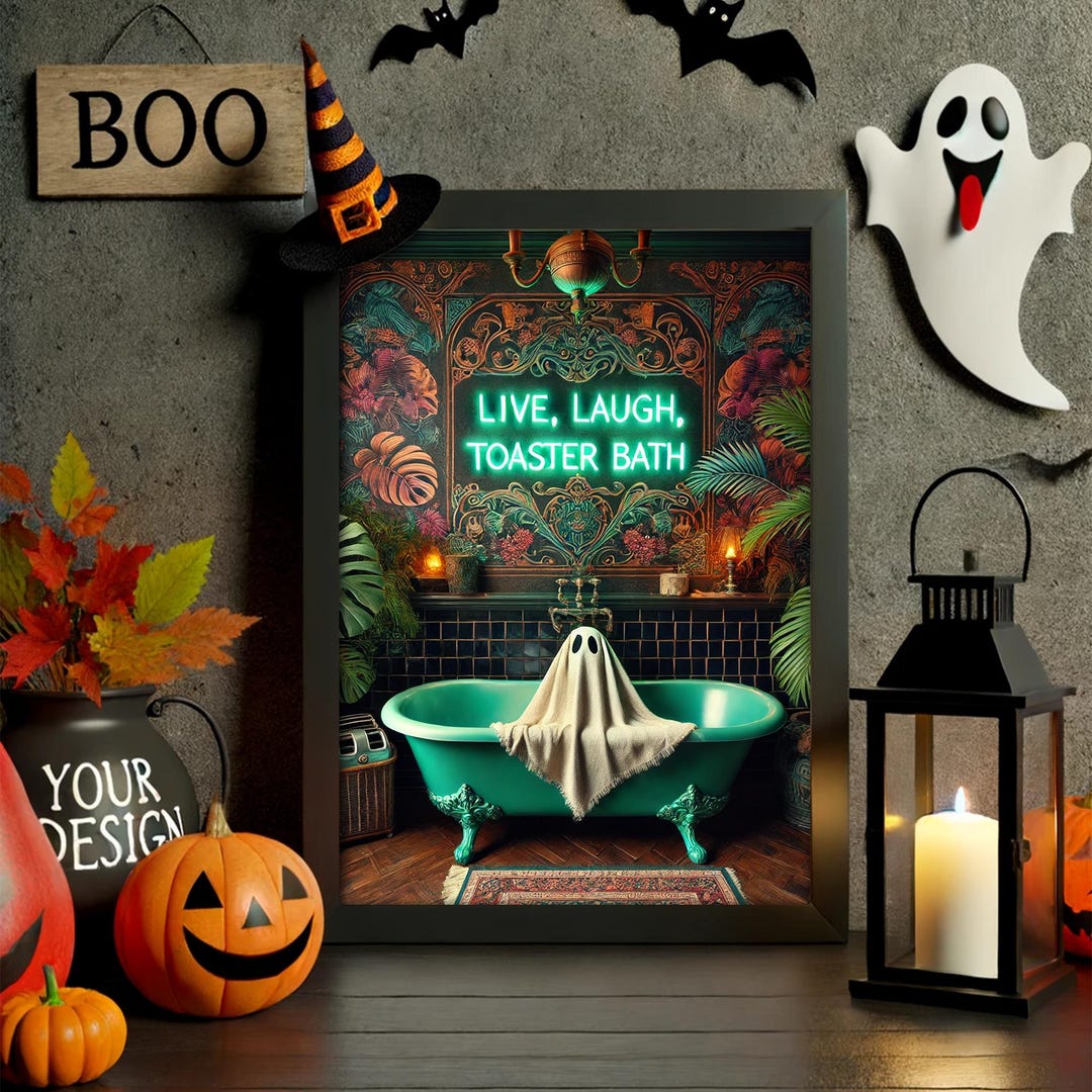 Live, Laugh, Toaster Bath - Tropical Gothic Bathroom Png, Funny Ghost ...