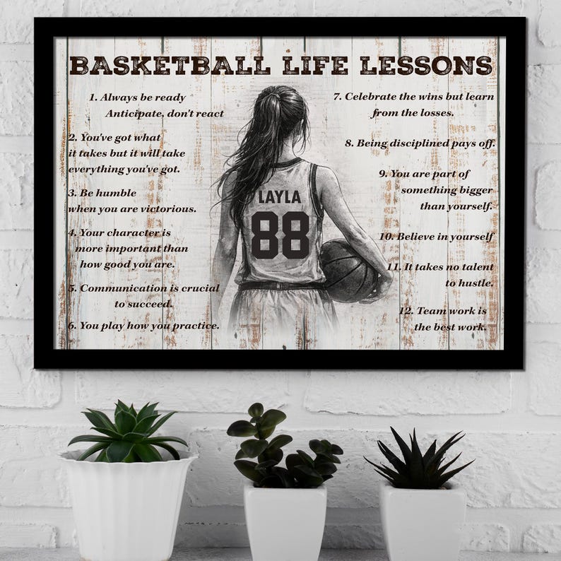 Personalized Basketball Life Lessons Girl Canvas, Custom Basketball ...