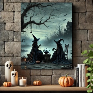 Two Witch Best Friend Canvas, Witch Art Poster, Witch Poster, Witchy ...