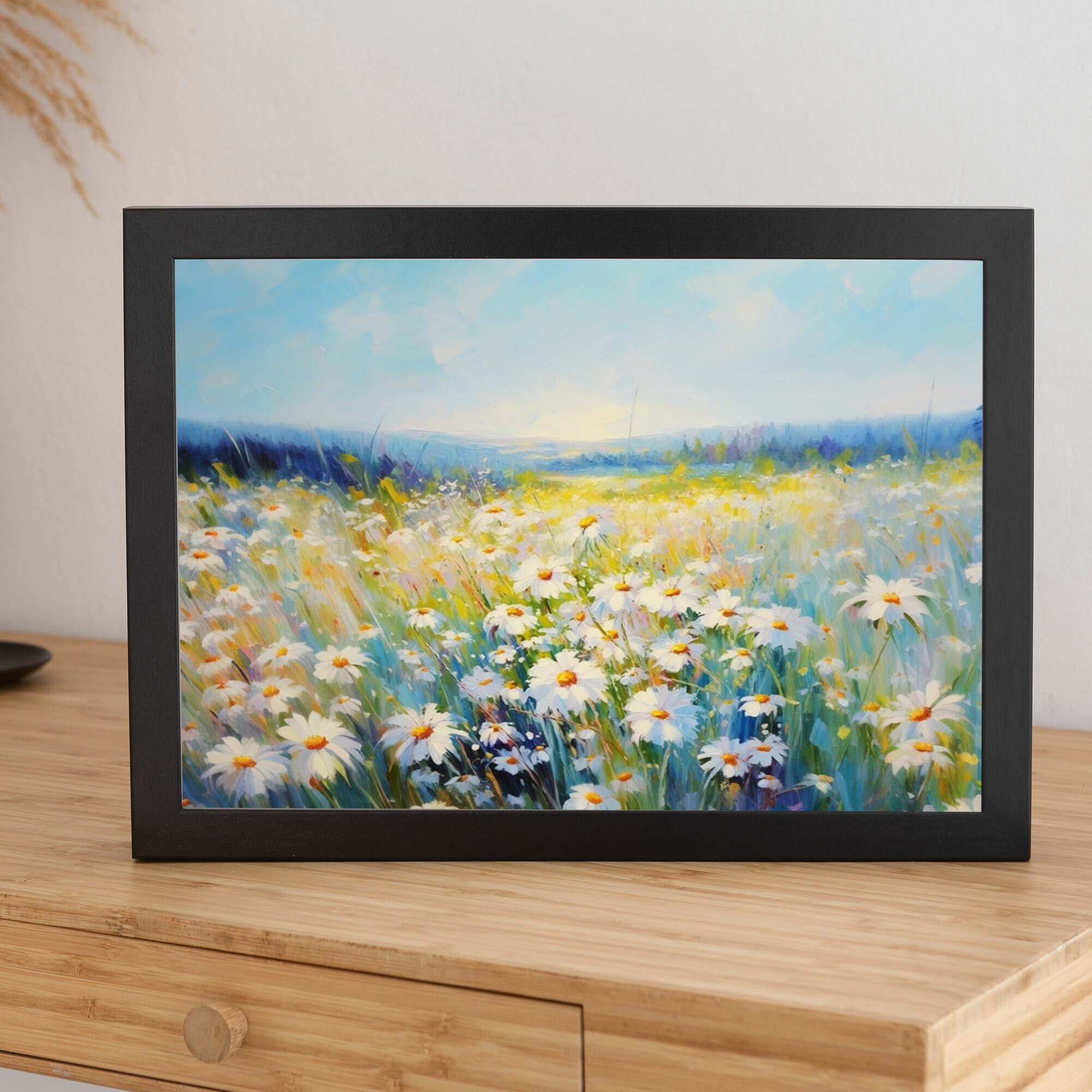 Vintage Daisy Flower Landscape Poster Wildflower Field - Etsy