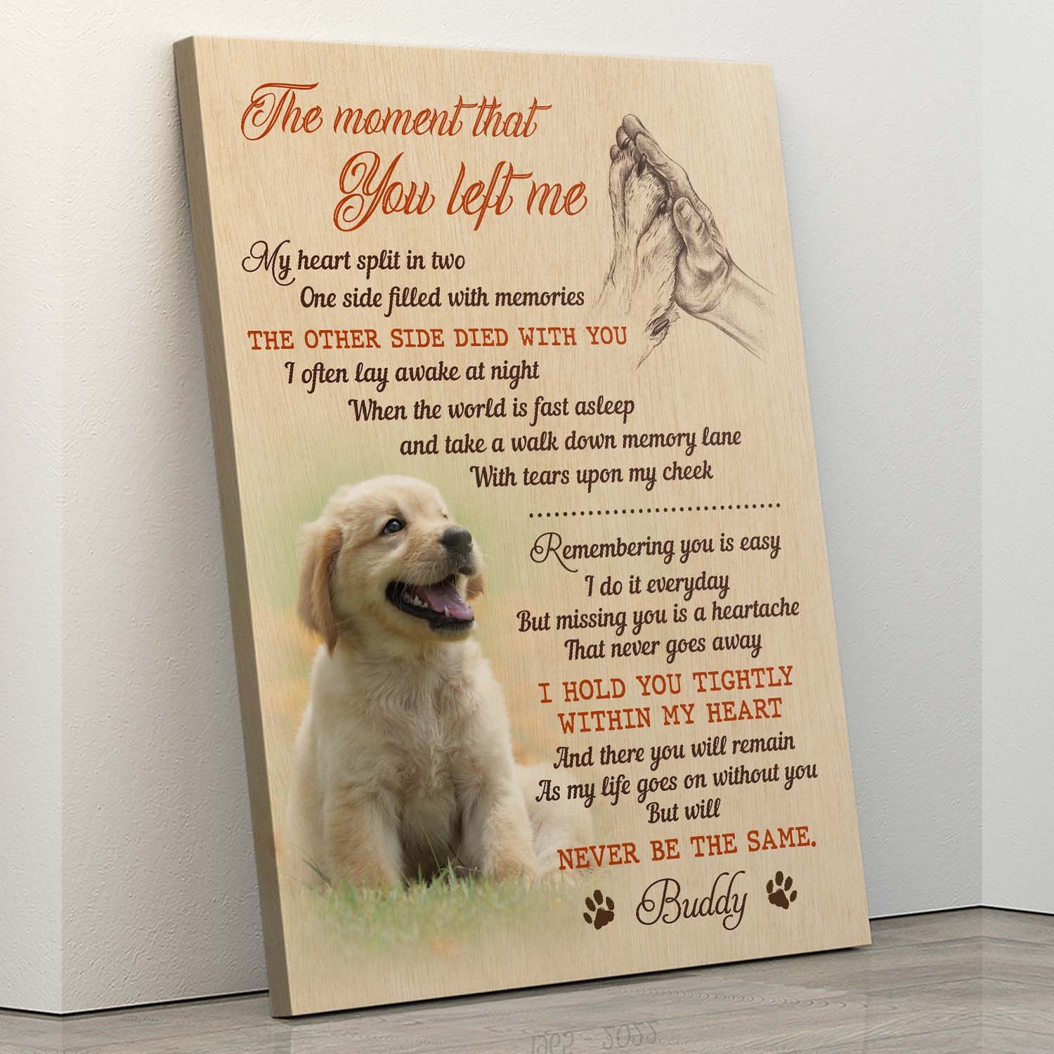 Custom Pet Loss Canvas the Moment You Left Me Dog Cat, Loss of Pet Dog ...