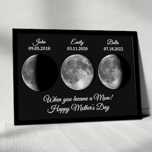 Personalized Moon Phase Frame, Family Name Sign, Mother’s Day Gift ...