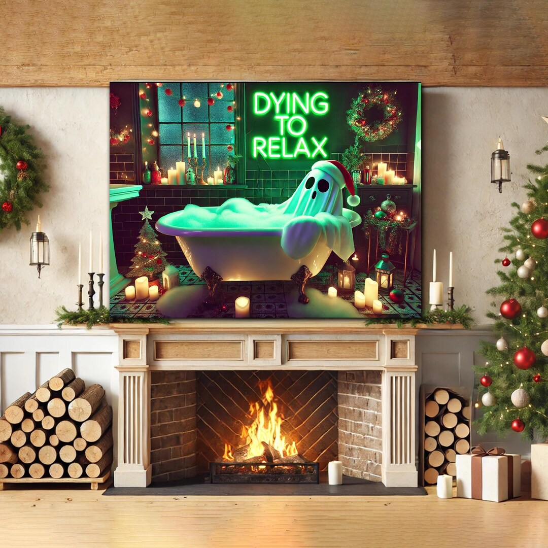 Dying to Relax Ghost in Bathtub Christmas Canvas/poster, Christmas Wall ...