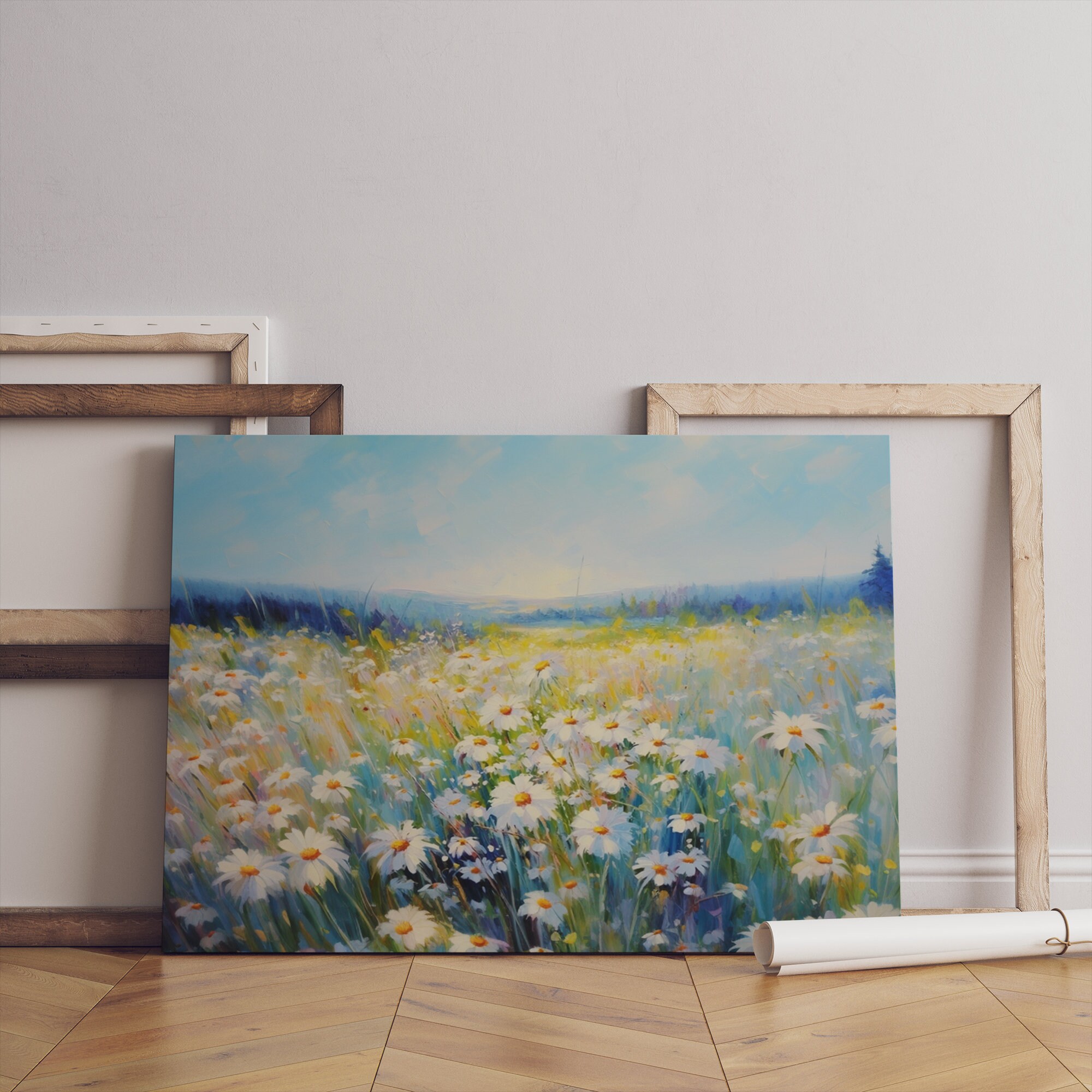 Vintage Daisy Flower Landscape Poster Wildflower Field - Etsy