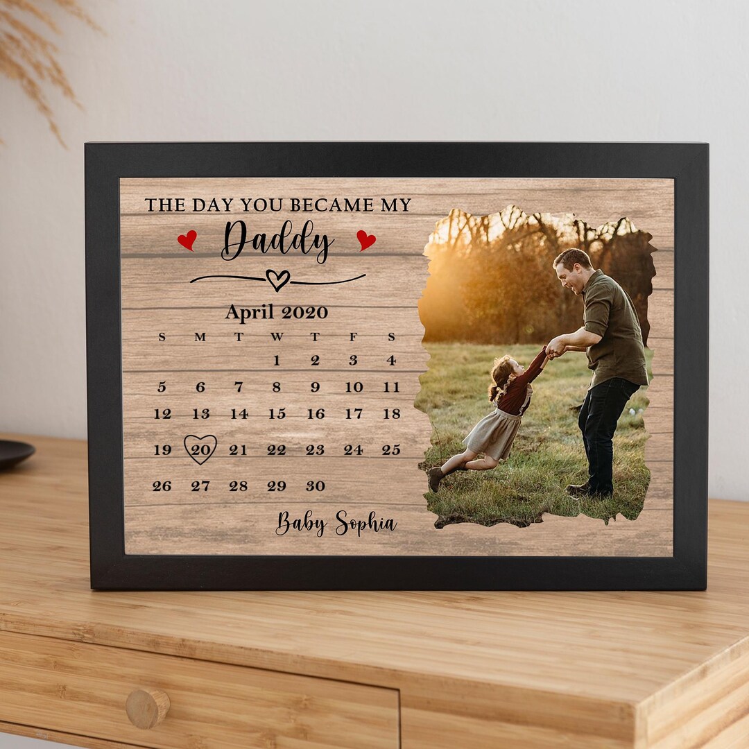 Personalized Calendar Canvas, First Time Dad Gift, Custom Photo With ...