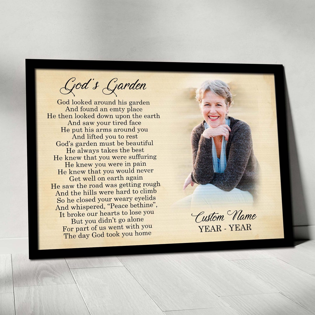 Memorial Canvas God's Garden Poem Canvas, God Took You Home Canvas ...