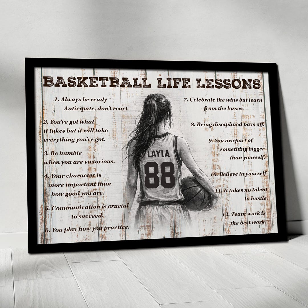 Personalized Basketball Life Lessons Girl Canvas, Custom Basketball ...