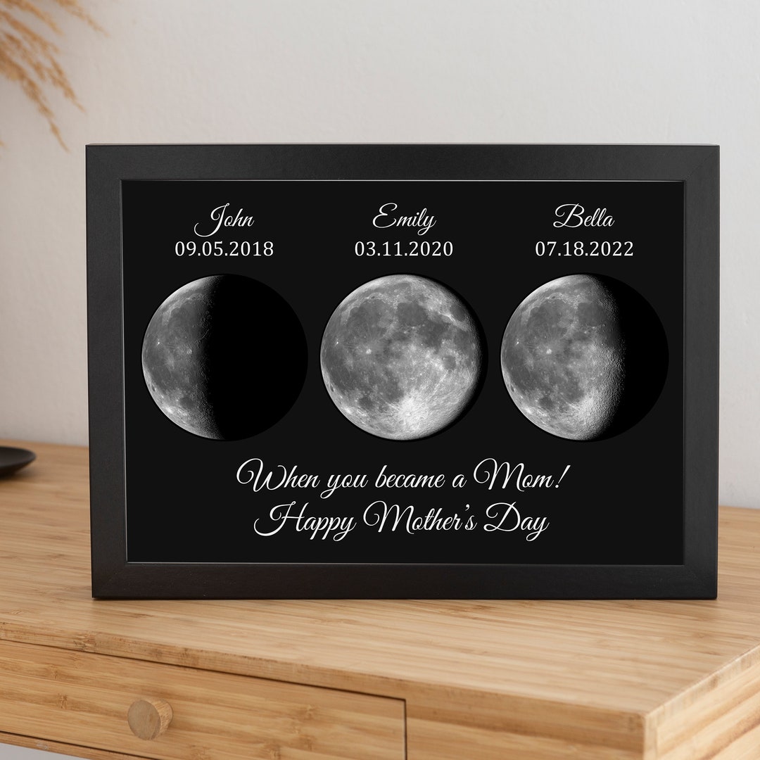 Personalized Moon Phase Frame, Family Name Sign, Mother’s Day Gift ...