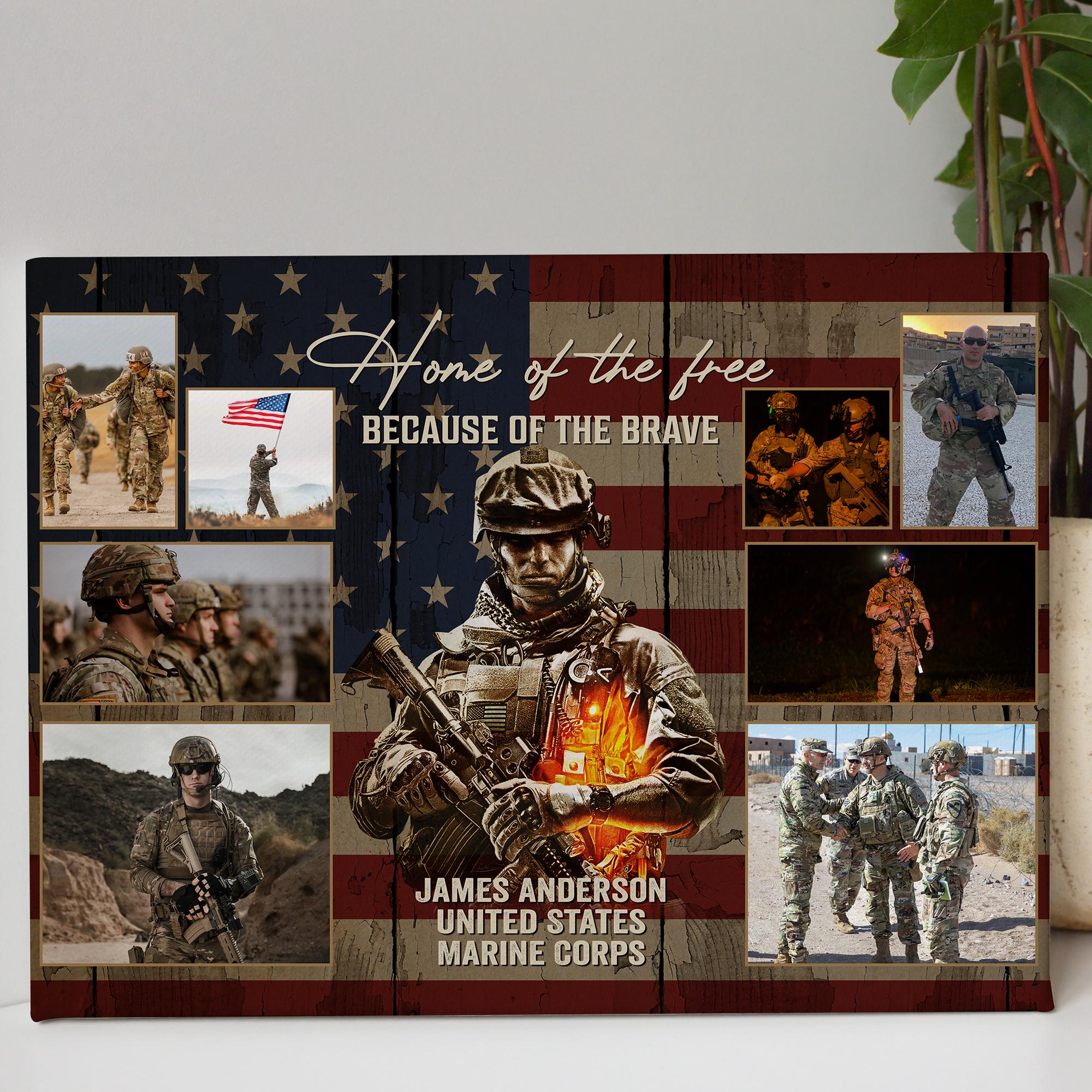Military Photo Collage Canvas Print, Military Family Photo Frame Gifts ...
