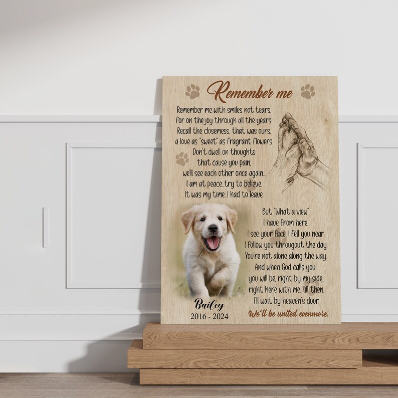 Custom Dog Memorial Passing Gift Pet Loss Frame Portrait Photo Canvas ...