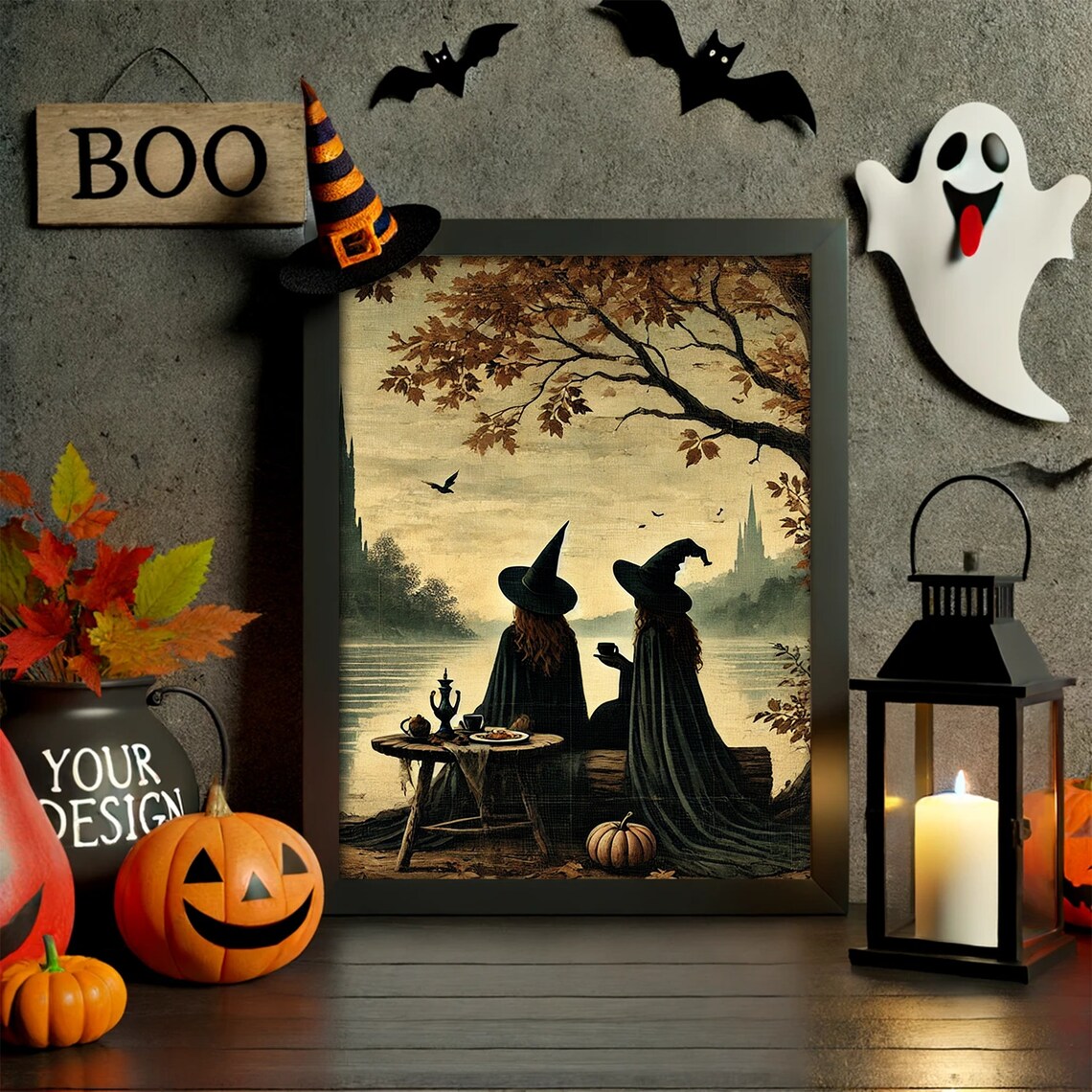 Two Witch Best Friend Canvas, Witch Art Poster, Witch Poster, Witchy ...