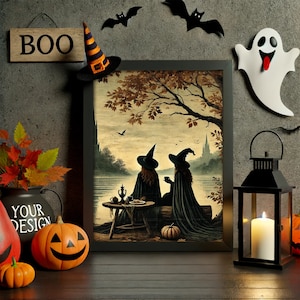 Two Witch Best Friend Canvas, Witch Art Poster, Witch Poster, Witchy ...