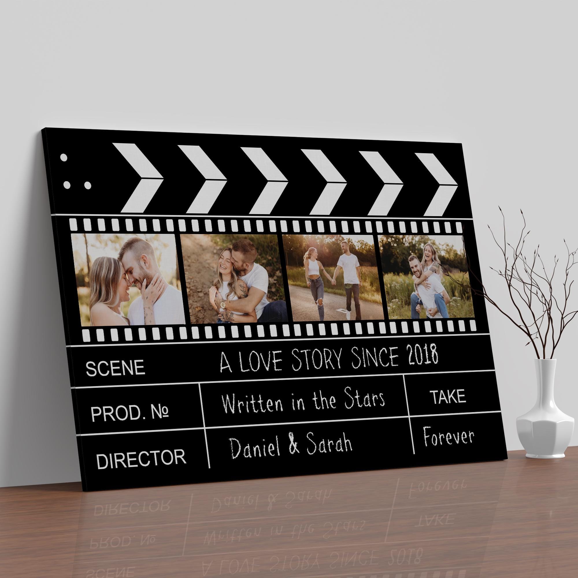 Film Clapper Board Style Couple Personalized Custom Photo Poster ...