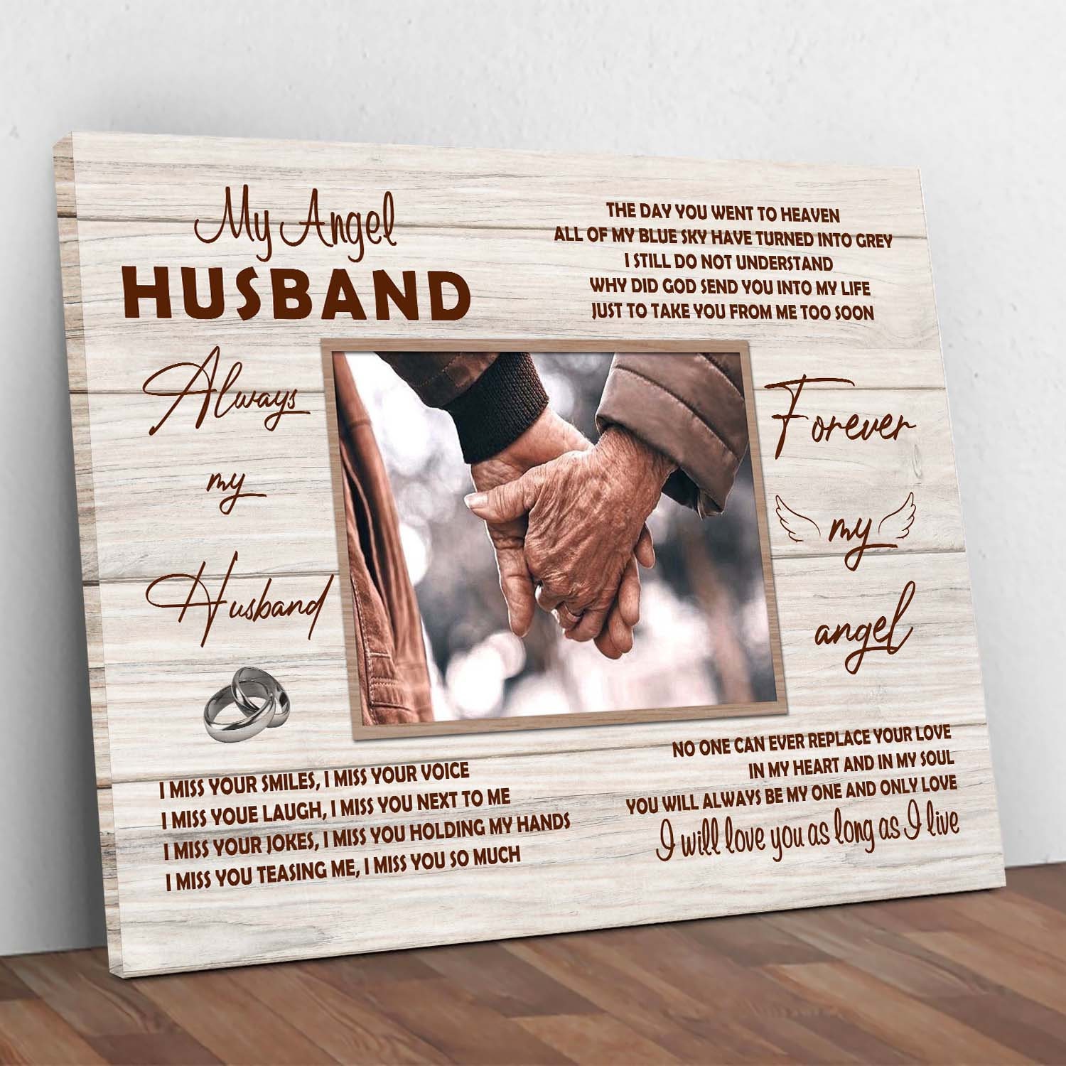 My Angel Husband Canvas, Personalized Canvas for Loss of Wife Husband ...