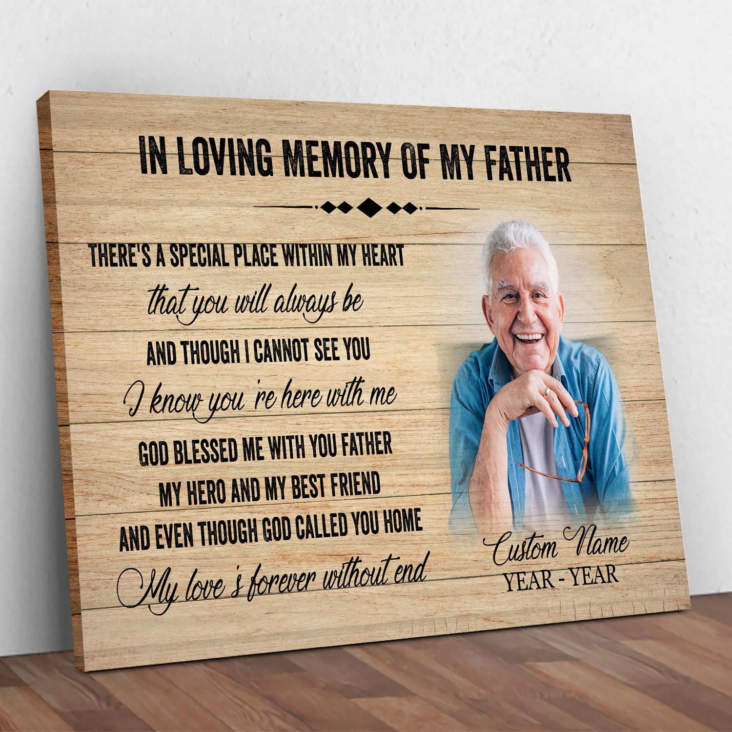 In Loving Memory of Dad Canvas, Memorial Canvas for Loss of Dad Mom ...