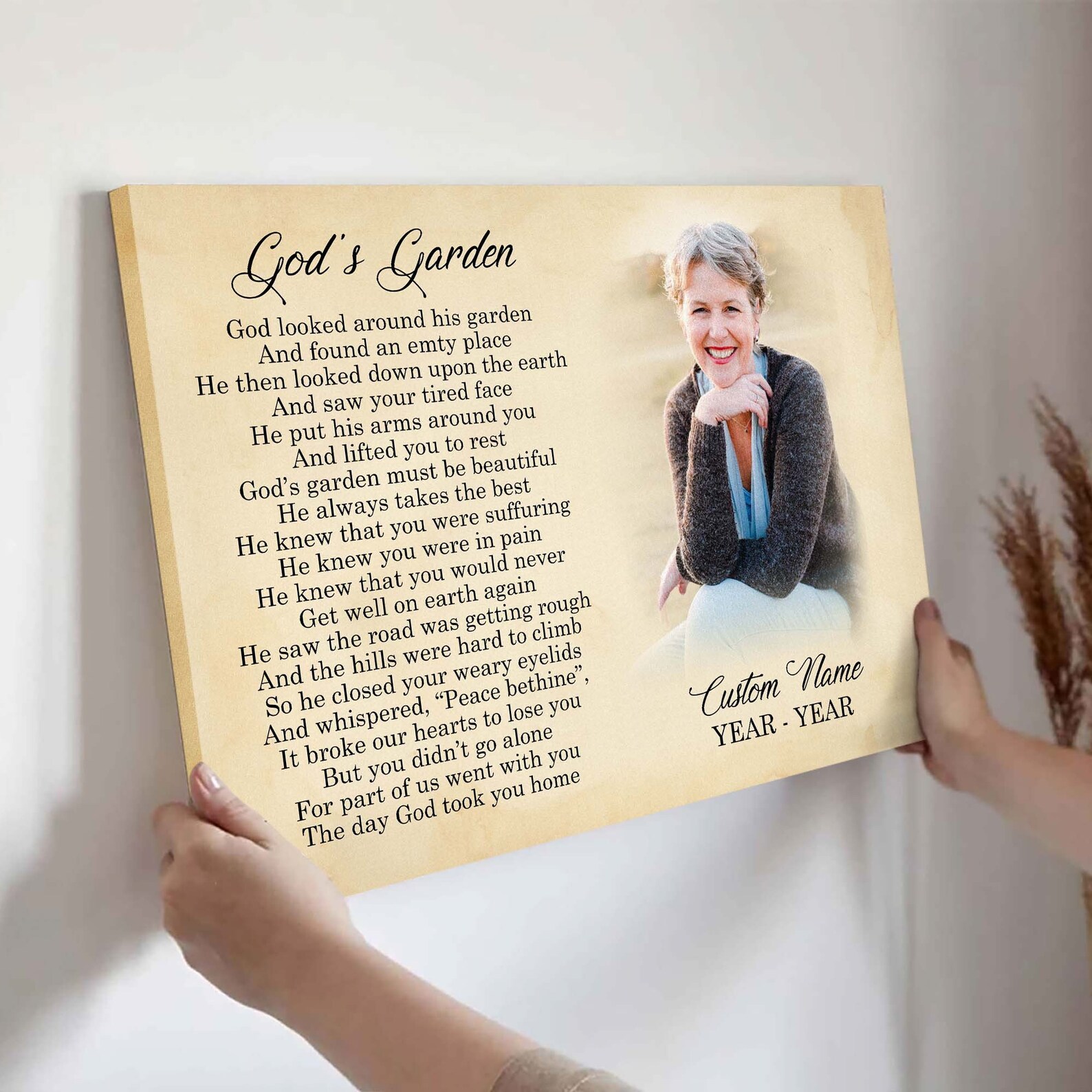 Memorial Canvas God's Garden Poem Canvas, God Took You Home Canvas ...