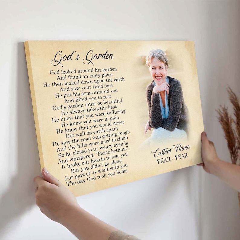 Memorial Canvas God's Garden Poem Canvas, God Took You Home Canvas ...